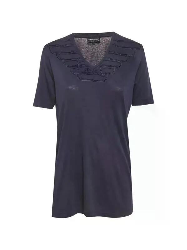 Emporio Armani Ruffled V-neck T-shirt - Blue