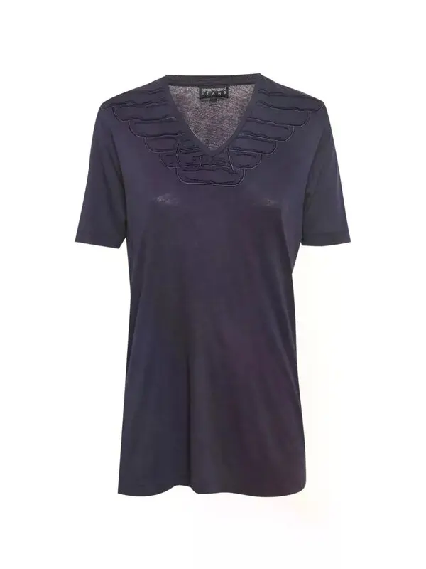 Emporio Armani Ruffled V-neck T-shirt - Blue