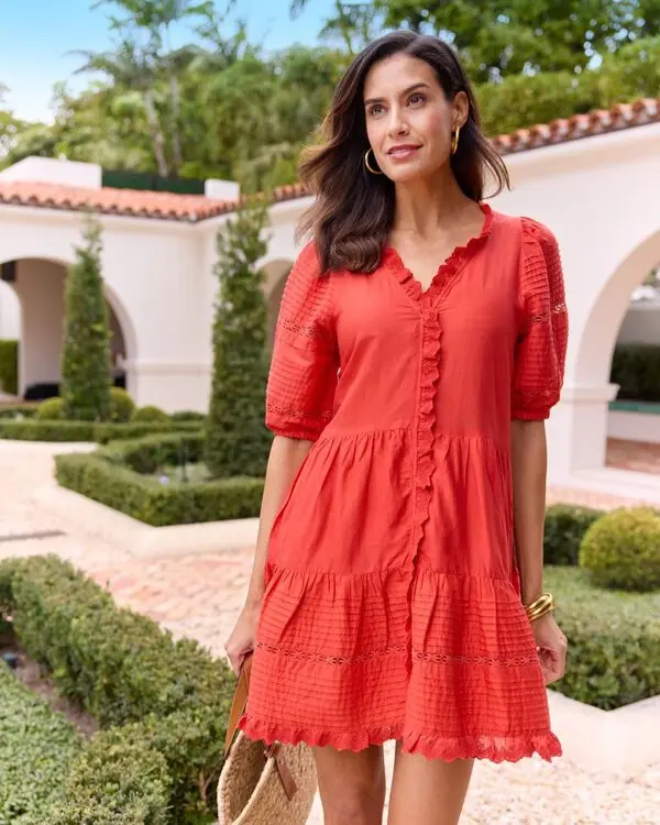 Jude Connally Renee Dress Cotton Voile - Red