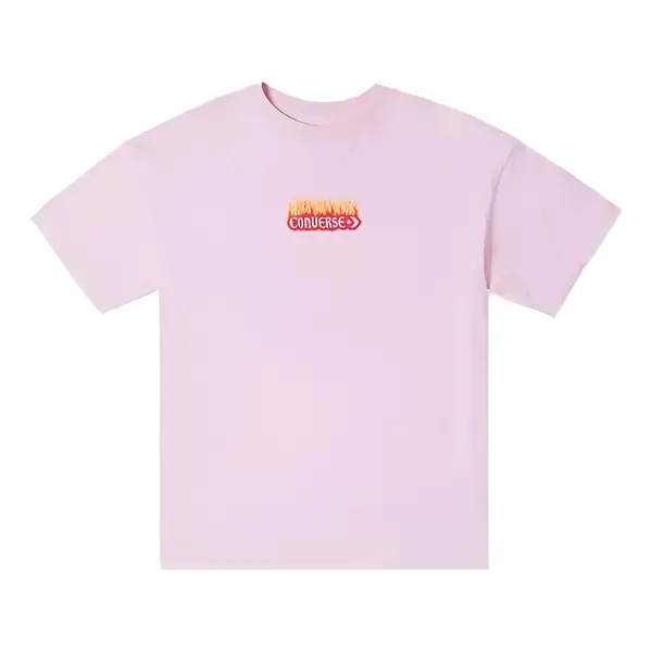 CONVERSE Oversized T-shirt With Flaming Logo Graphic - Pink