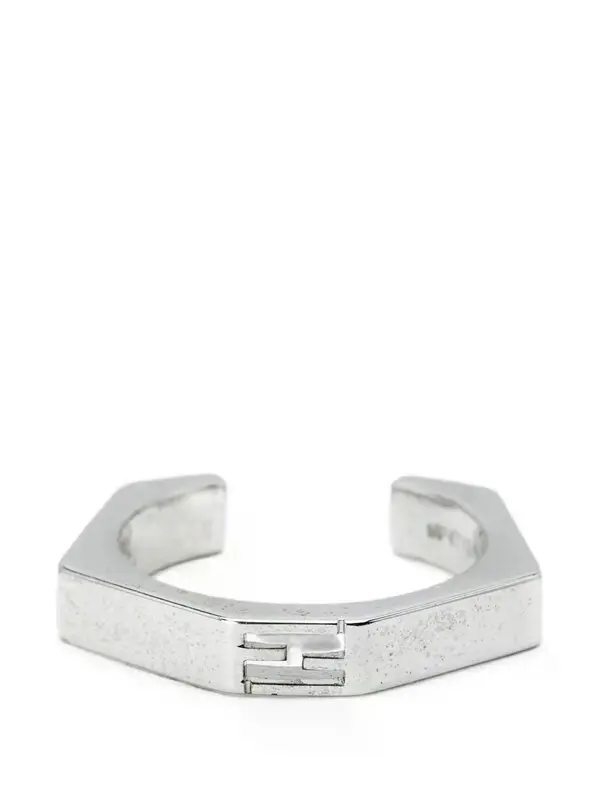 Fendi Baguette Logo-motif Open Band Ring - Silver