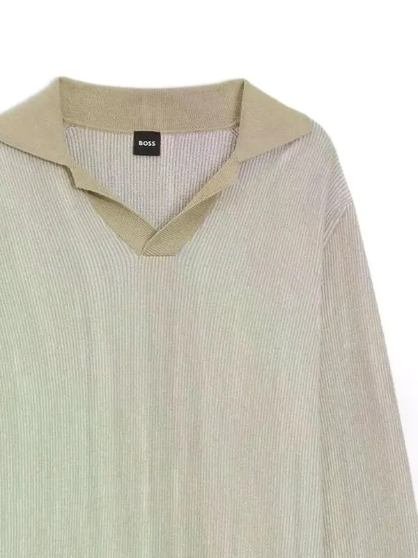 BOSS Ribbed Knit Open Collar Sweater