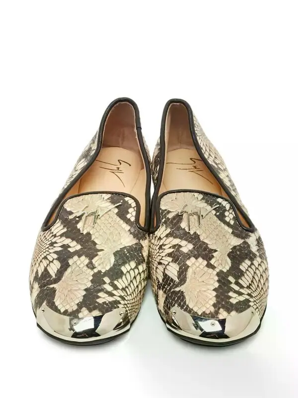 GIUSEPPE ZANOTTI Python-embossed Leather Slippers