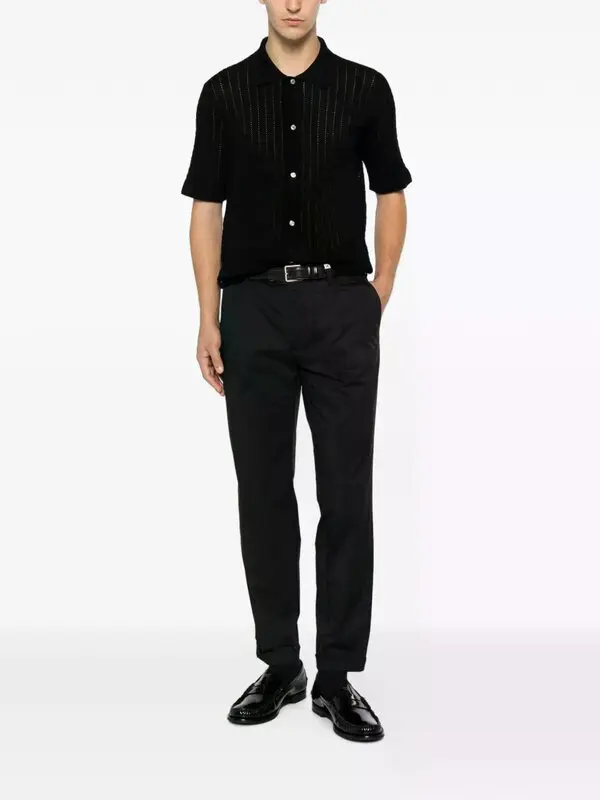 Tagliatore Oliver Open-knit Short-sleeve Shirt