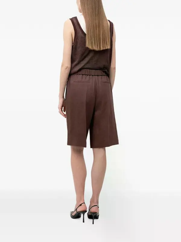 BOSS Dark Textured Finish Pressed-crease Shorts