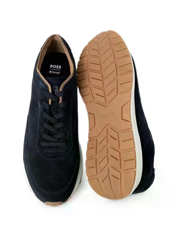 BOSS Woven Panel Leather Sneakers
