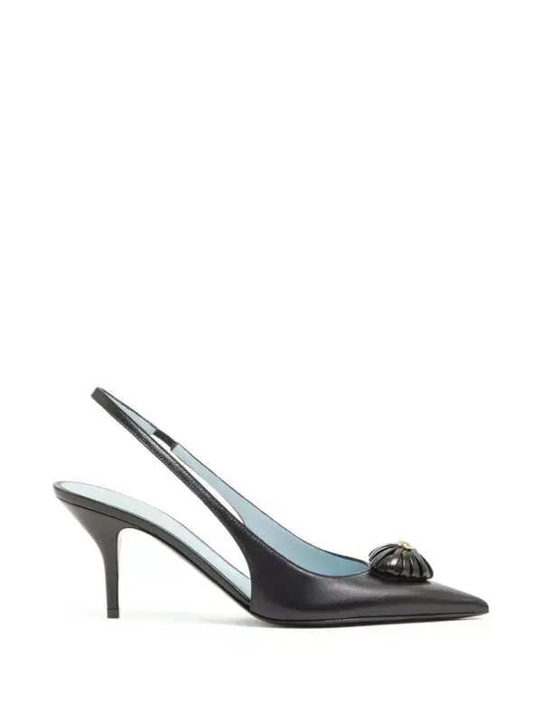 Valentino Garavani Coeur Royal Slingback Pumps In Kidskin 75mm - Black