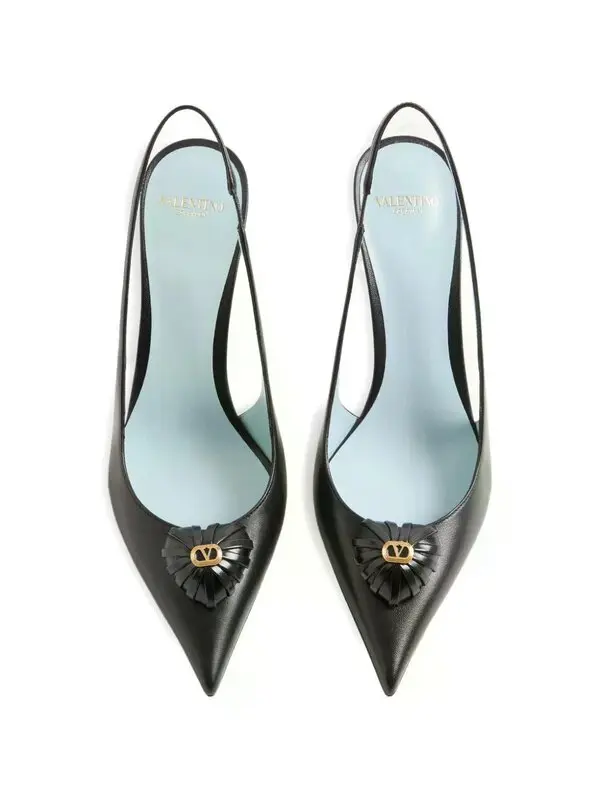 Valentino Garavani Coeur Royal Slingback Pumps In Kidskin 75mm - Black
