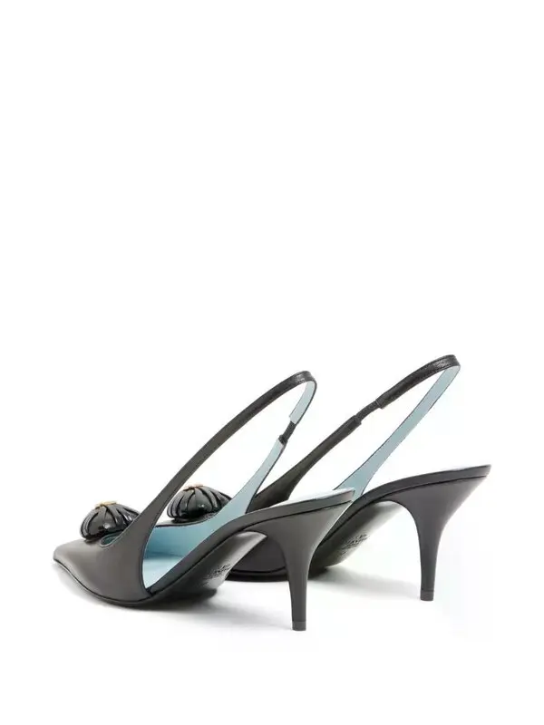 Valentino Garavani Coeur Royal Slingback Pumps In Kidskin 75mm - Black