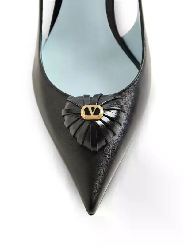 Valentino Garavani Coeur Royal Slingback Pumps In Kidskin 75mm - Black
