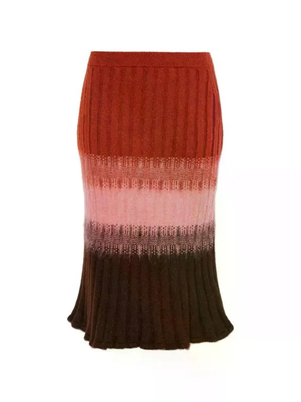 Fendi Ribbed Knit Striped Midi Skirt