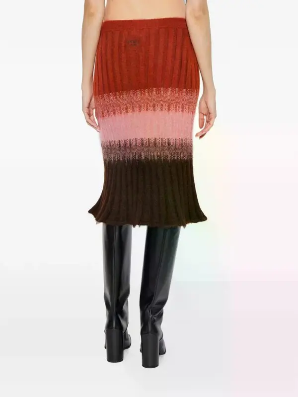 Fendi Ribbed Knit Striped Midi Skirt