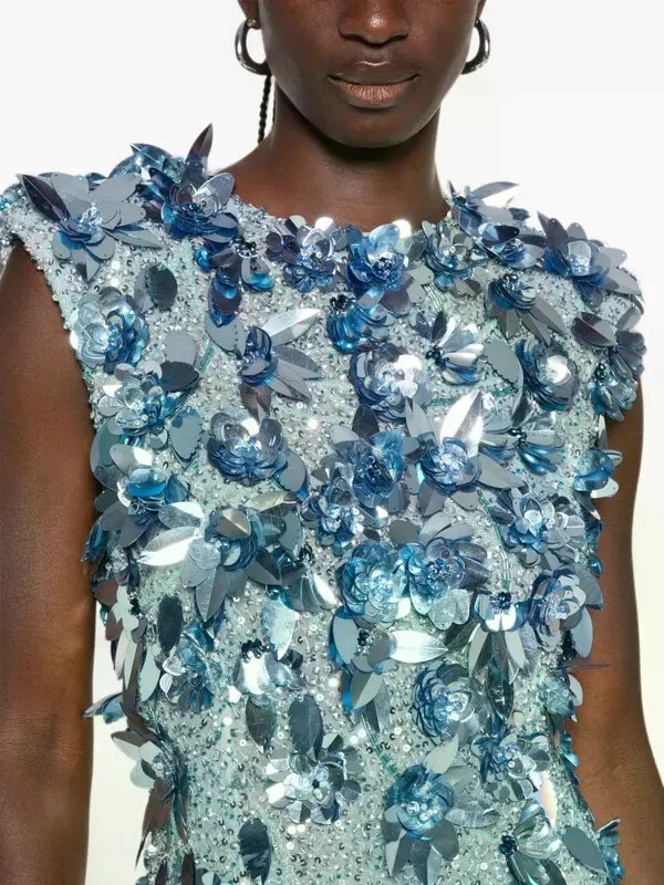 Rachel Gilbert Hugo Floral-embellished Maxi Dress - Blue