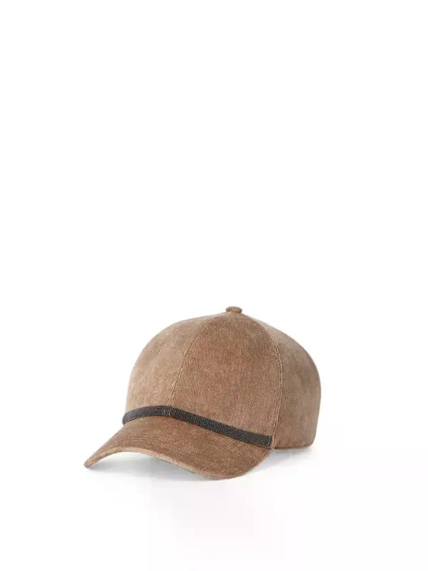 Brunello Cucinelli Fluid Corduroy Baseball Cap With Monili Detail
