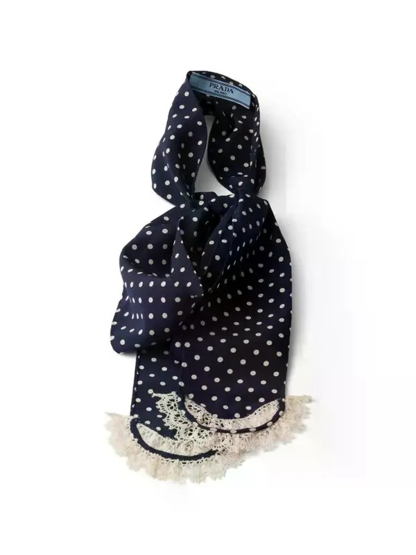 Prada Polka-dot Marocain Scarf - Blue