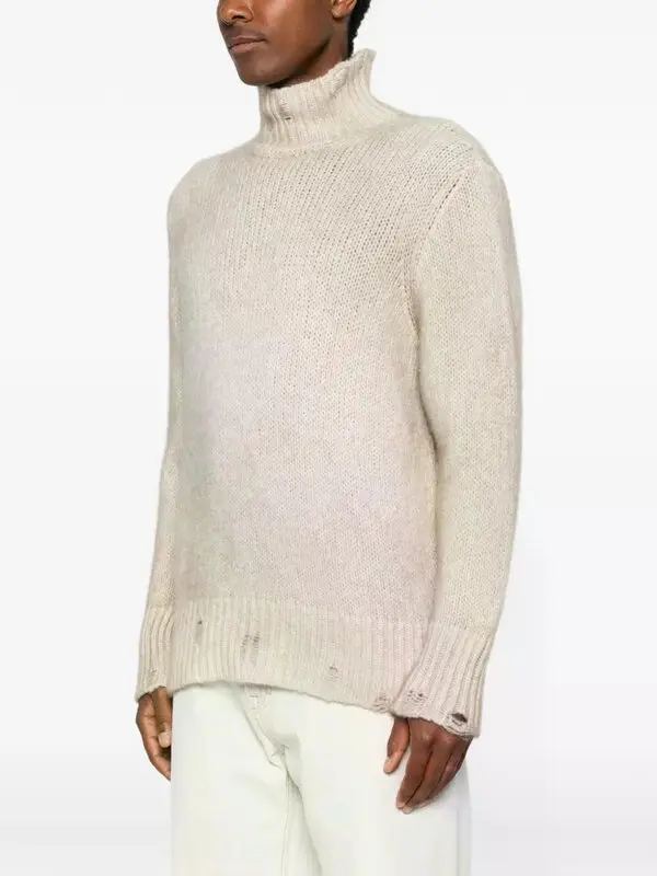 Avant Toi Distressed Roll-neck Sweater