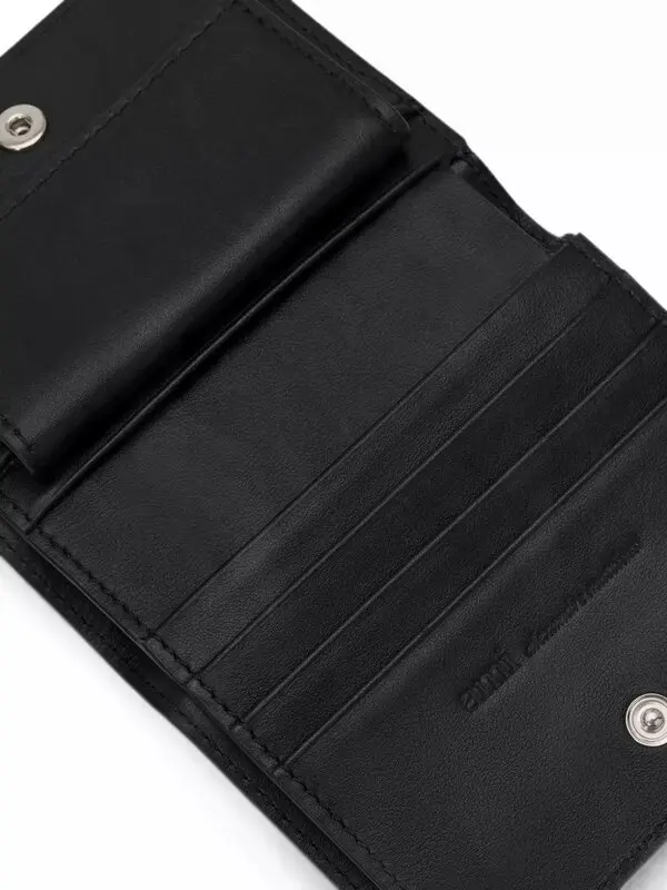 AMI Paris Cowhide Leather Bifold Wallet With De Coeur