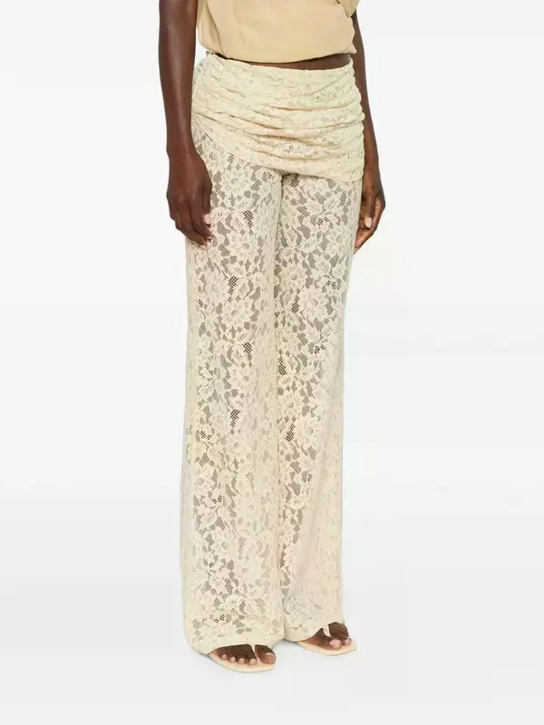 DE LA VALI Rocio Floral-lace Trousers - Yellow