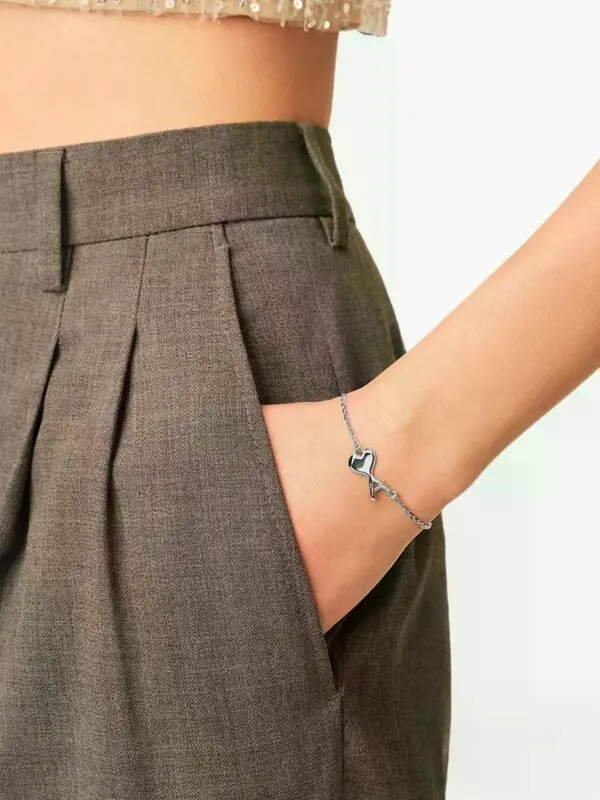 AMI Paris Brass Bracelet With De Coeur Detail - Silver