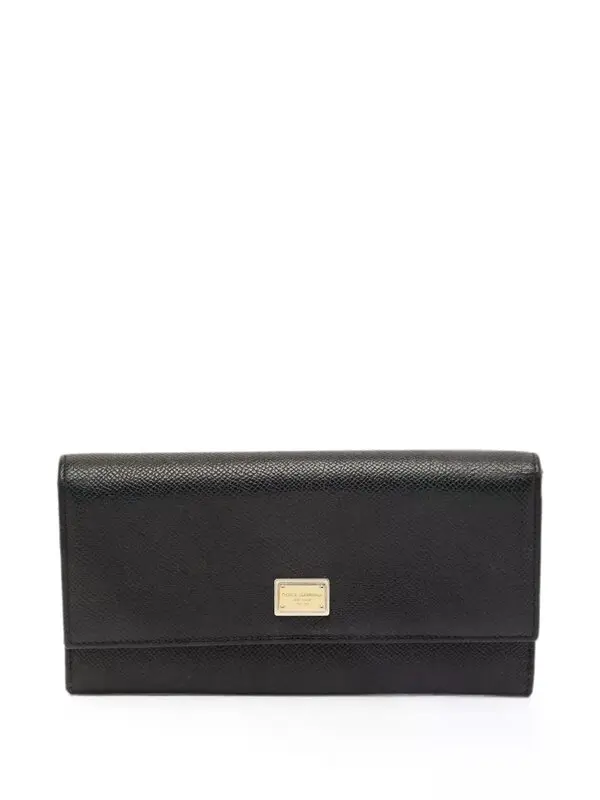Dolce & Gabbana Logo Plaque Flap Wallet - Black