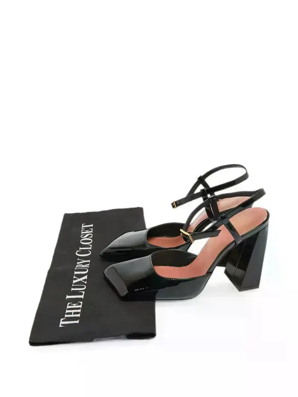 Amina Muaddi Charlotte Patent Leather Pumps - Black