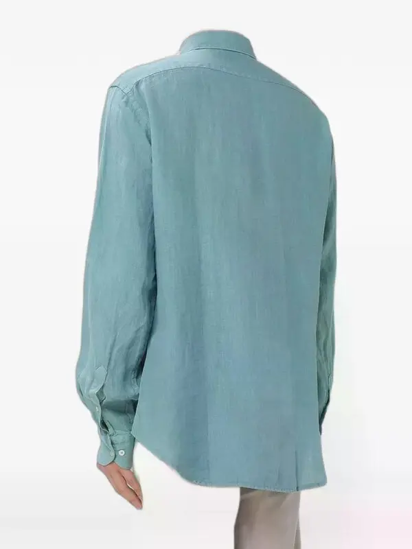 BROOKSFIELD Long-sleeve Linen Shirt - Blue