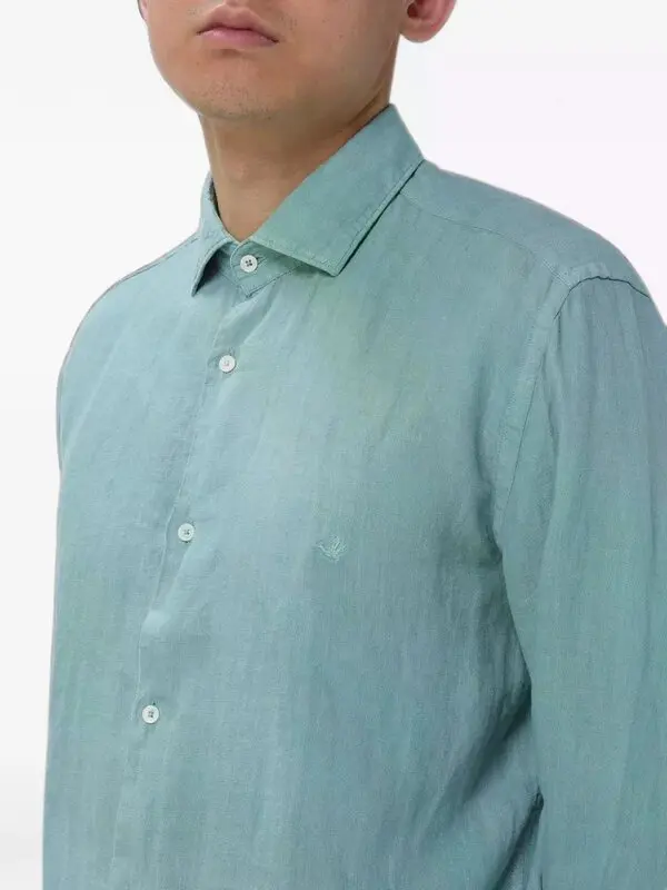 BROOKSFIELD Long-sleeve Linen Shirt - Blue