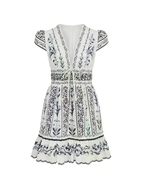Farm Rio Floral Print Ruffled Mini Dress