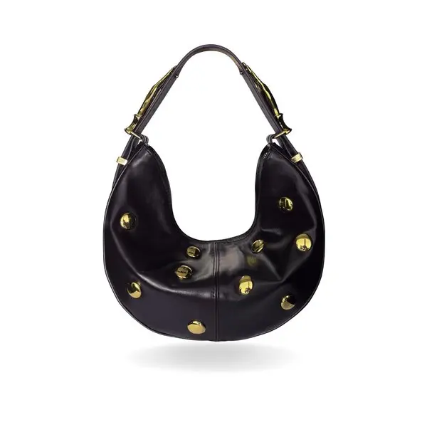INDIGOLUSH Hobo Adjustable Hand Shaped Leather Bag Midi Studded