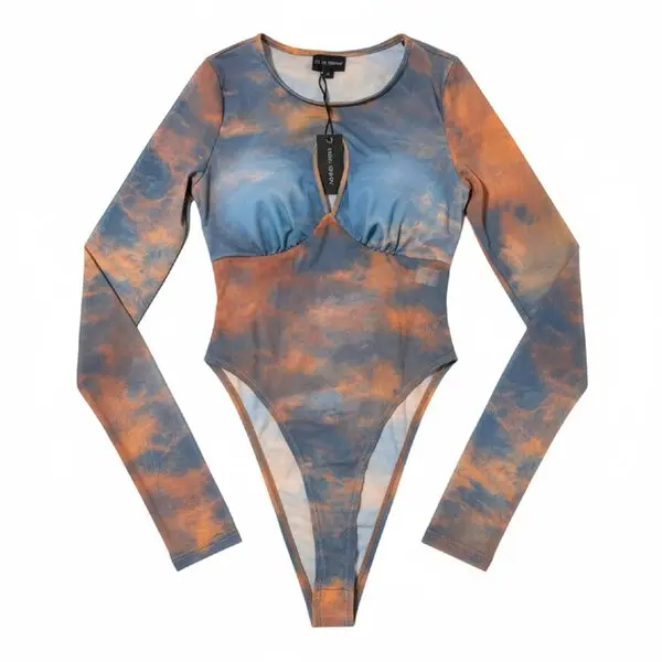 CHUKS COLLINS Mesh Bodysuit And Chiffon Pant Set - Blue