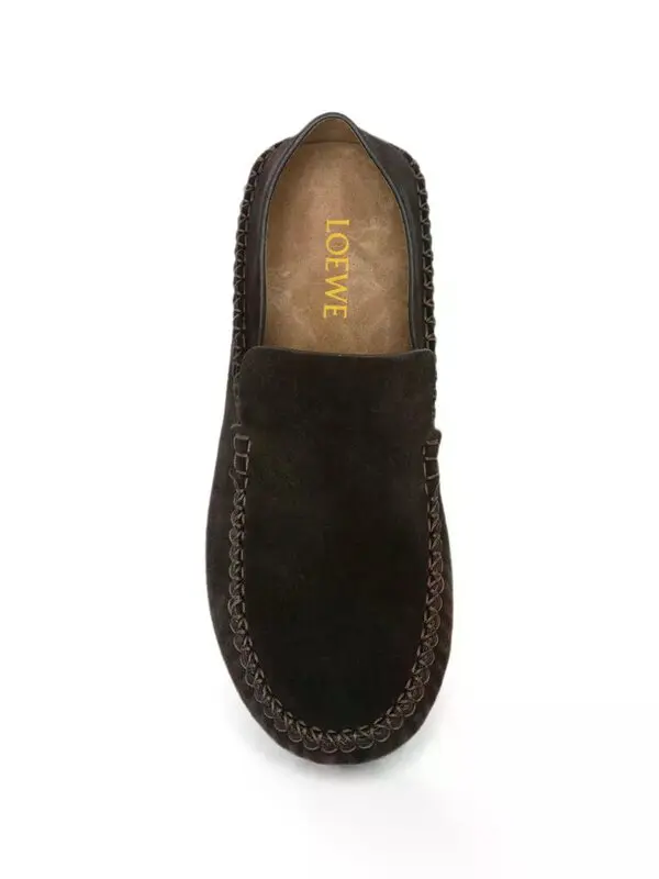 Loewe Suede Loafers With Whipstitch Trim