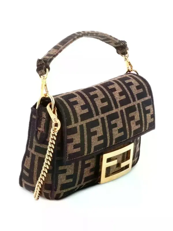 Fendi Baguette Nm Bag Zucca Canvas Mini Crossbody Bag - Brown