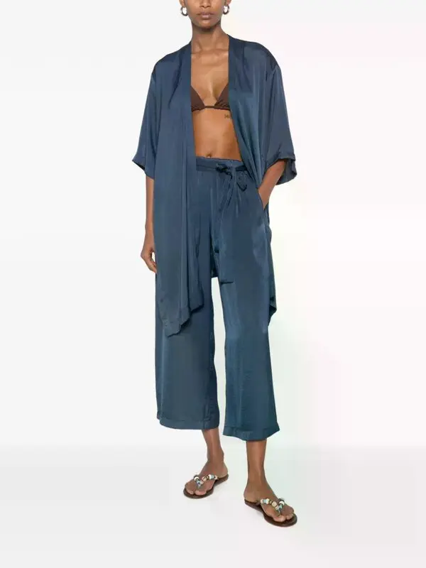 MOUTAKI Belted Wide-leg Trousers In Satin