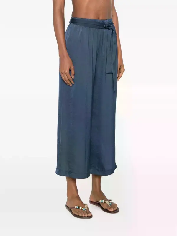 MOUTAKI Belted Wide-leg Trousers In Satin