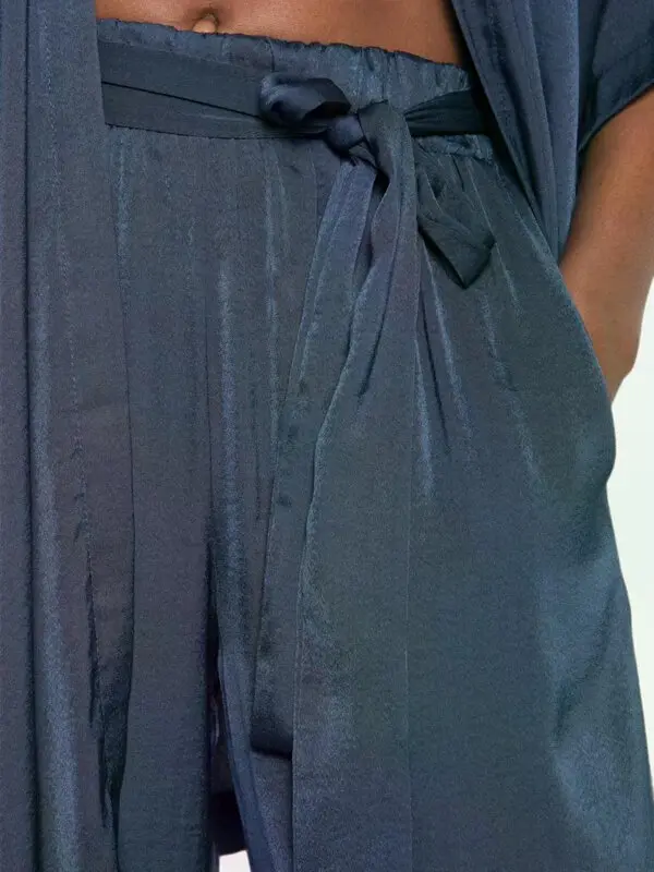 MOUTAKI Belted Wide-leg Trousers In Satin