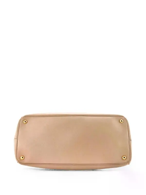 Prada Xl Lux Saffiano Leather Double Zip Tote Bag - Neutrals