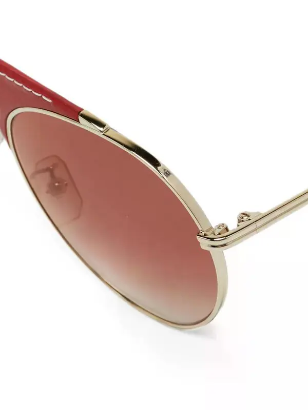 Loewe Pilot Frame Sunglasses With Leather Trim