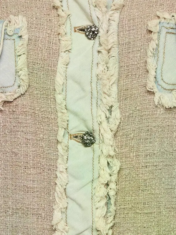 Dolce & Gabbana Beige Tweed Jacket With Denim Trim