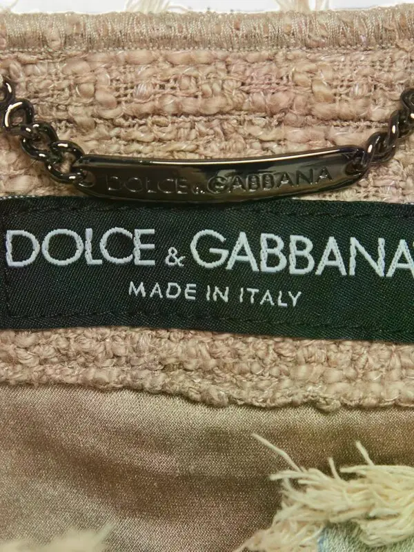Dolce & Gabbana Beige Tweed Jacket With Denim Trim