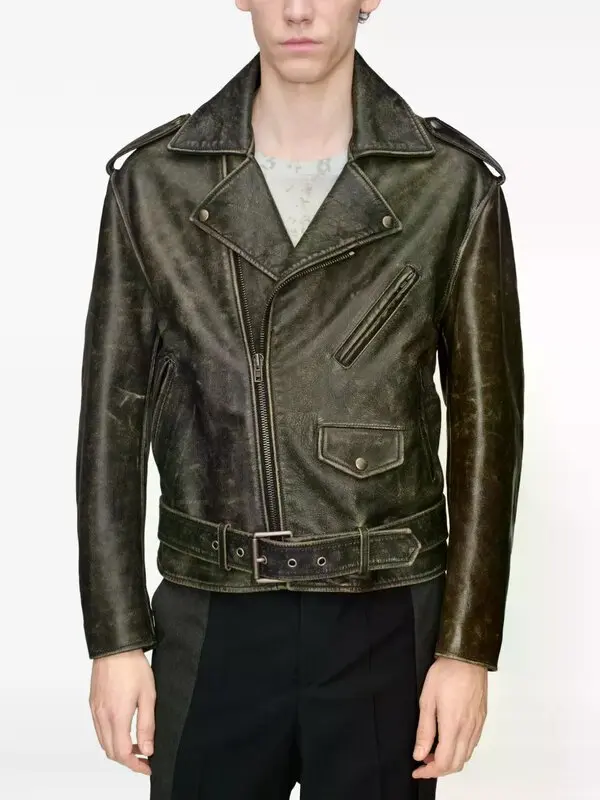 MAISON MARGIELA Distressed Leather Biker Jacket