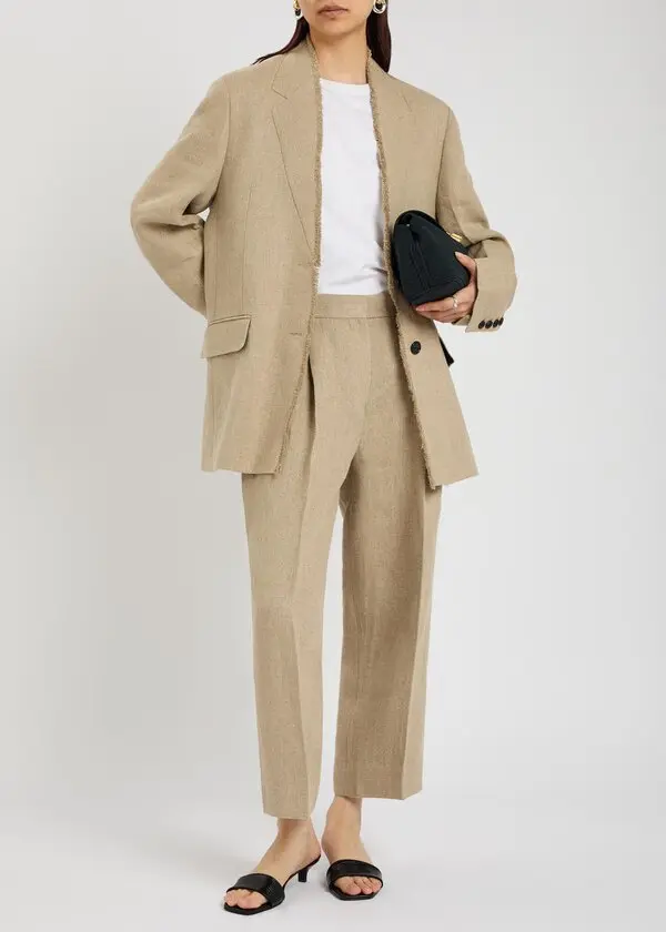 TOTEME Pleated Tapered-leg Linen Trousers