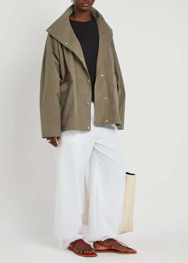 TOTEME Funnel-neck Cotton-blend Poplin Jacket - Grey
