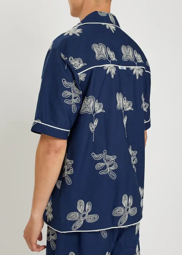 CHE Floral-embroidered Cotton-poplin Shirt