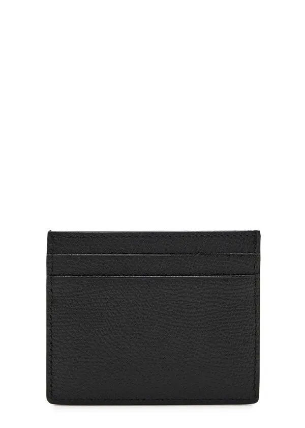 Valentino Garavani Vlogo Pebbled Leather Card Holder - Black