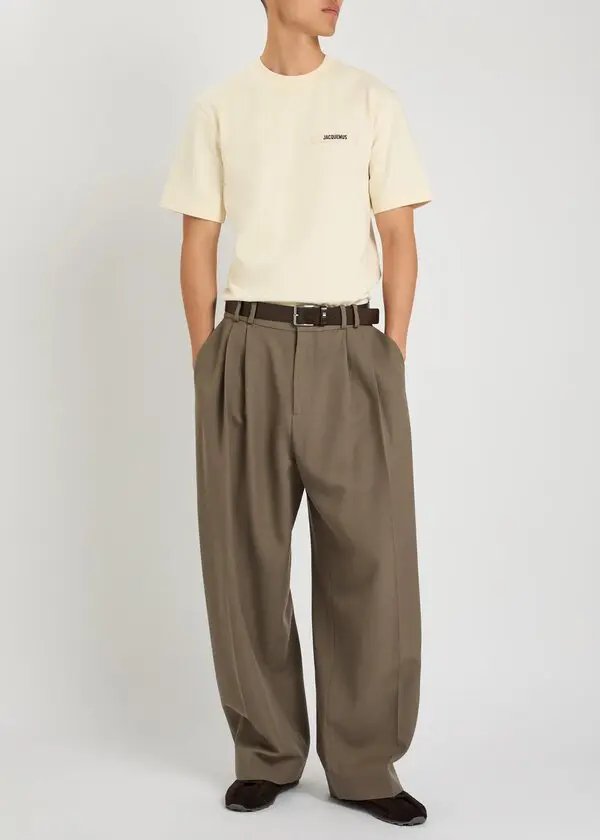 Jacquemus Le T-shirt Logo-embroidered Cotton T-shirt - Beige