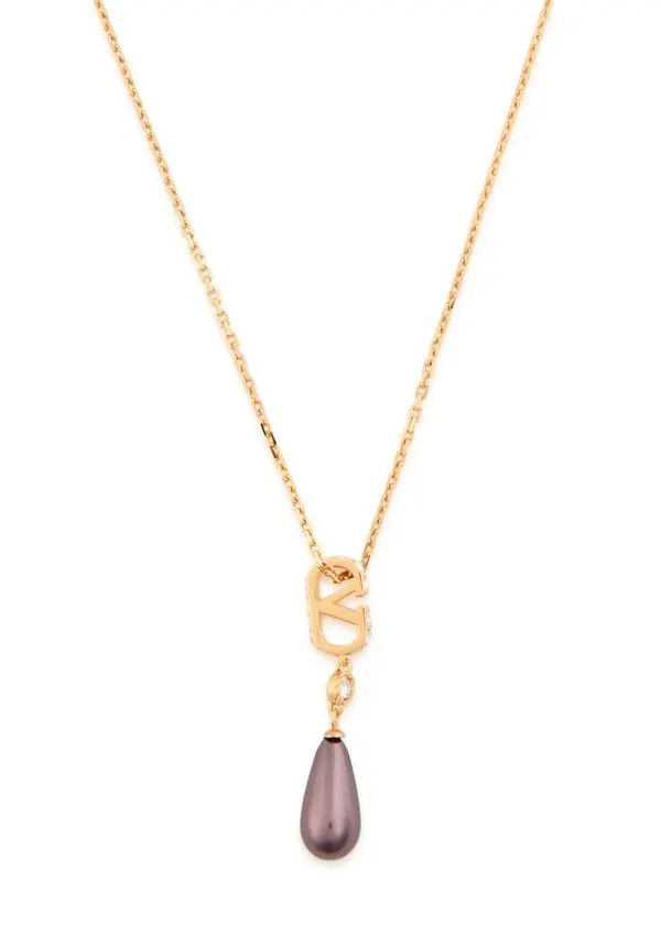 Valentino Garavani Vlogo Crystal-embellished Necklace - Gold
