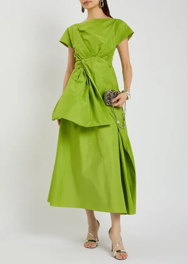 ROKSANDA Nila Twisted Taffeta Midi Dress - Lime