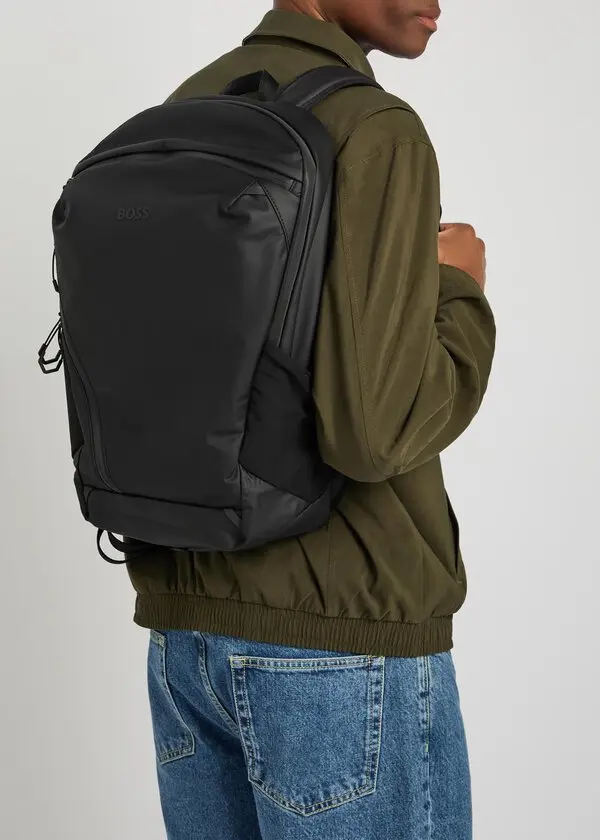 BOSS Stenson Logo Coated Faux Leather Backpack