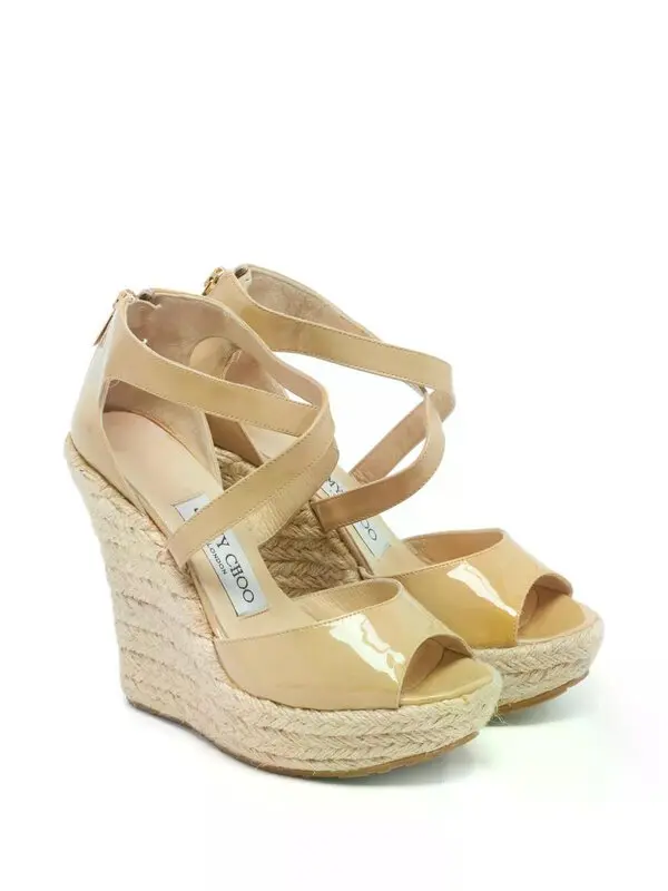 JIMMY CHOO Patent Leather Wedge Sandals