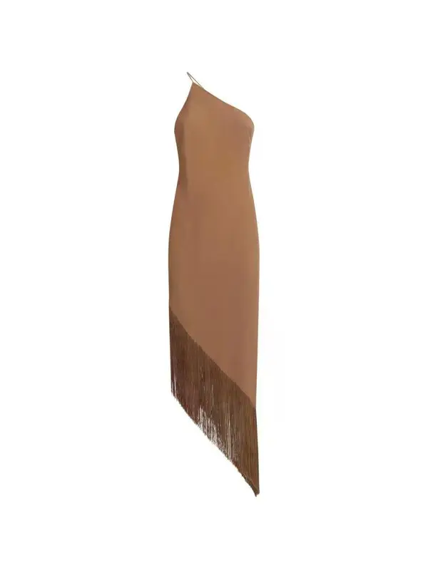 TALLER MARMO Asymmetric Fringed Dress